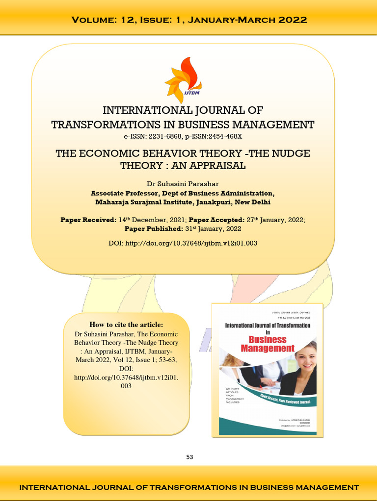 Nudge Theory Unit 1 | PDF | Behavioral Economics | Psychological Concepts