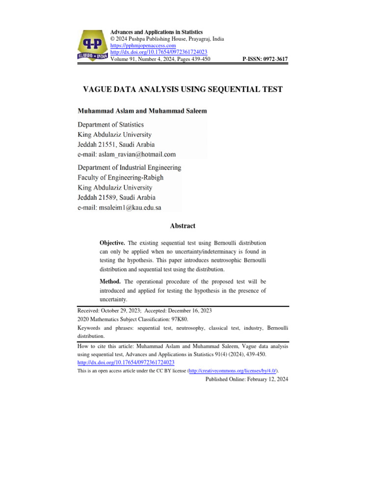 Vague Data Analysis with Sequential Test | PDF | Statistics ...