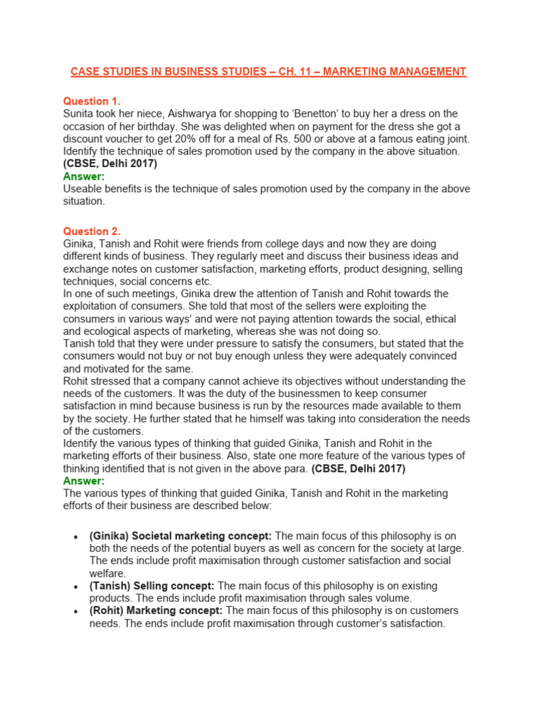 Case Studies - Solved - Ch.11 - Marketing Management | PDF | Marketing ...