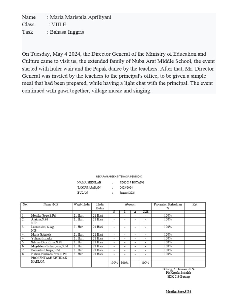 Rekapan Absensi Guru | PDF