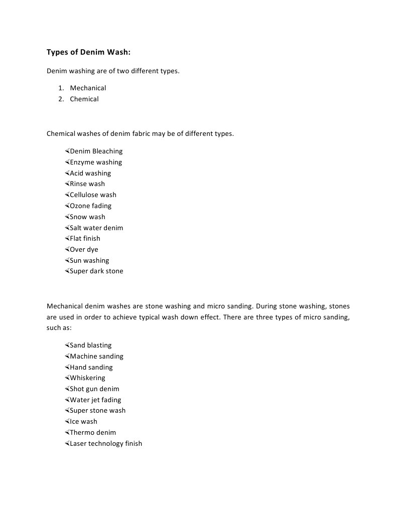 Types of Denim Wash | PDF