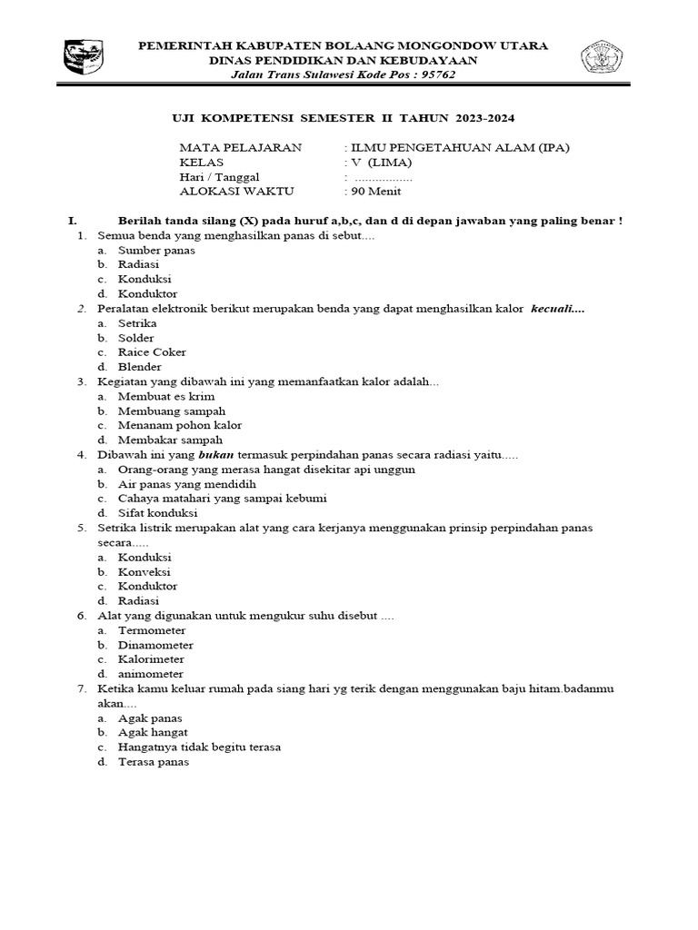 Soal Ipa Kelas 5 | PDF | Ilmu Sosial | Sains & Matematika