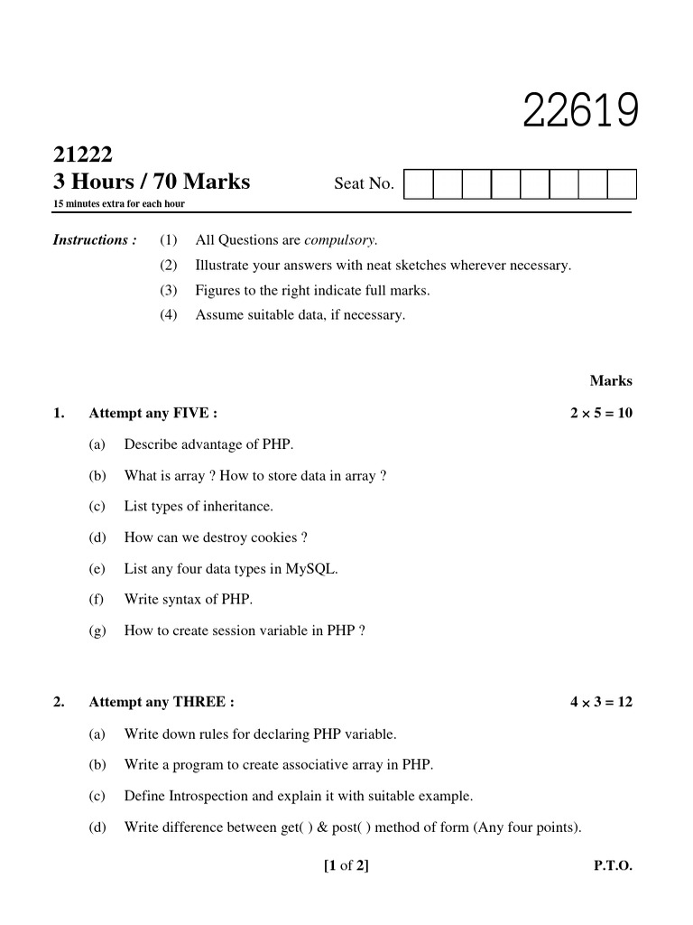 2022 Summer Question Paper (Msbte Study Resources) | PDF | Php | Programming