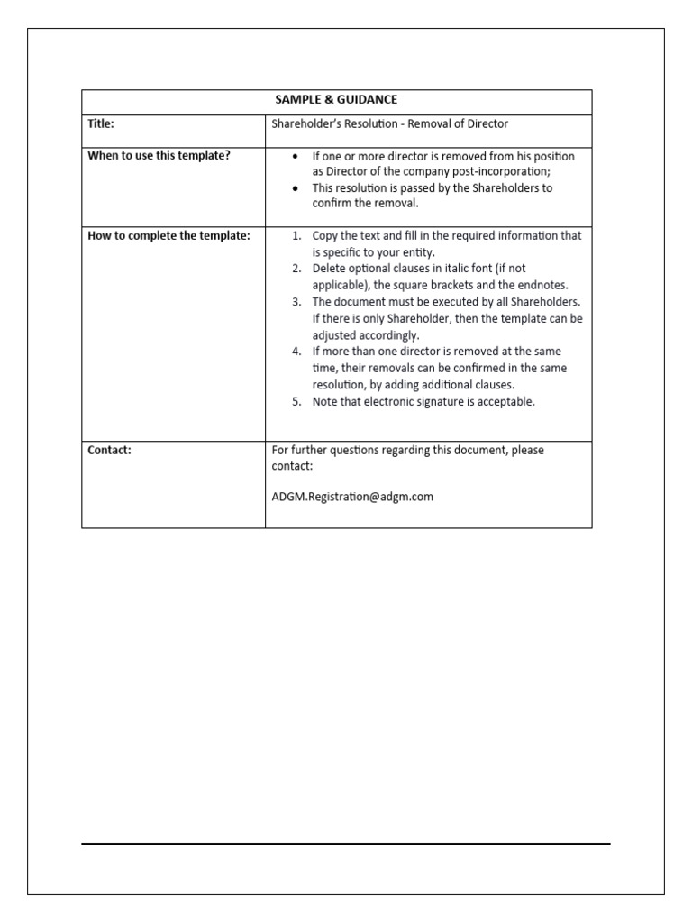 Shareholder Resolution for Director Removal | PDF