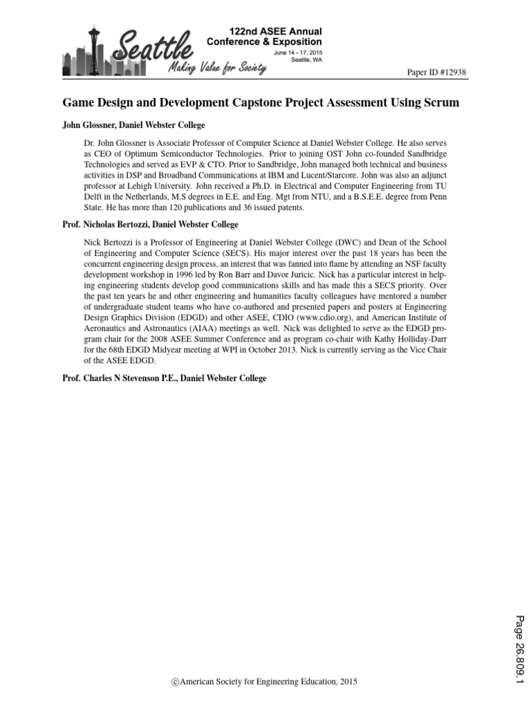 Game Design and Development Capstone Project Assessment Using Scrum ...