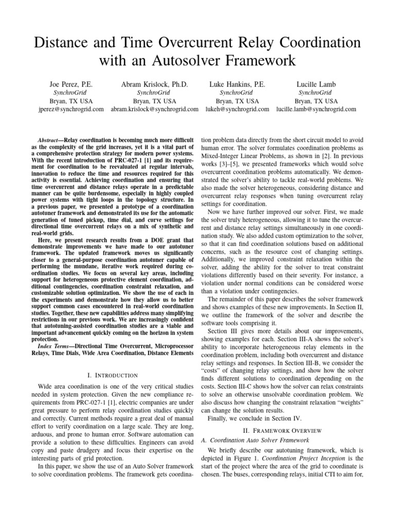 Relay Coordination with Auto Solver Framework | PDF | Mathematical ...