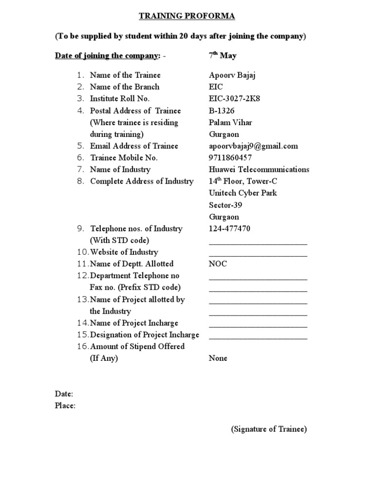 Trainee Information Form for Huawei | PDF | Computers | Technology ...