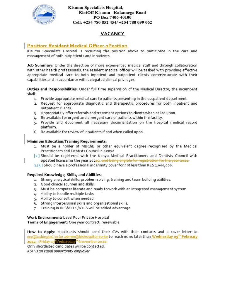 RMO Advert | PDF | Patient | Hospital