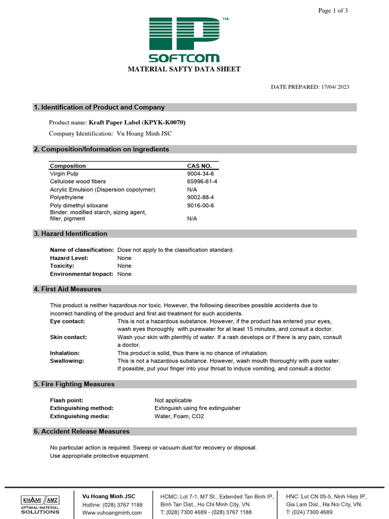 Kpyk-K0070 MSDS | PDF | Combustion | Toxicity