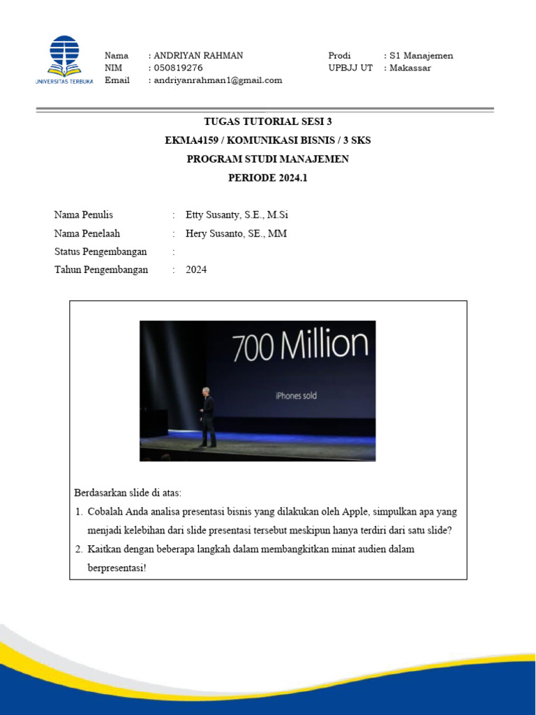 Kelebihan Presentasi Apple: 700 Juta iPhone Terjual | PDF