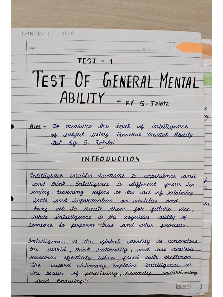 2 - Test of General Mental Ability (Intelligence) | PDF