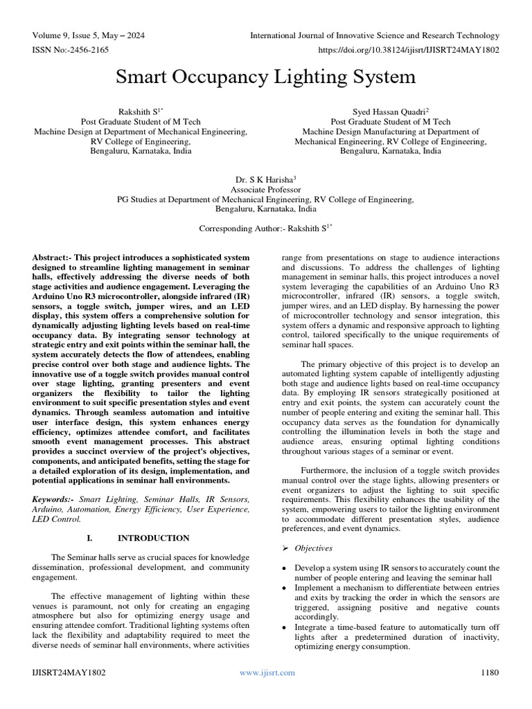 Smart Occupancy Lighting System | PDF | Lighting | Automation