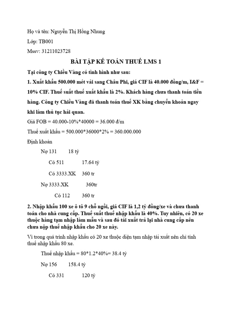 Bài Tập Ktt - Lms Lần 1 | PDF