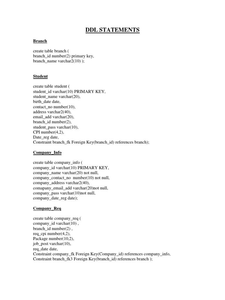 DDL Statement | PDF