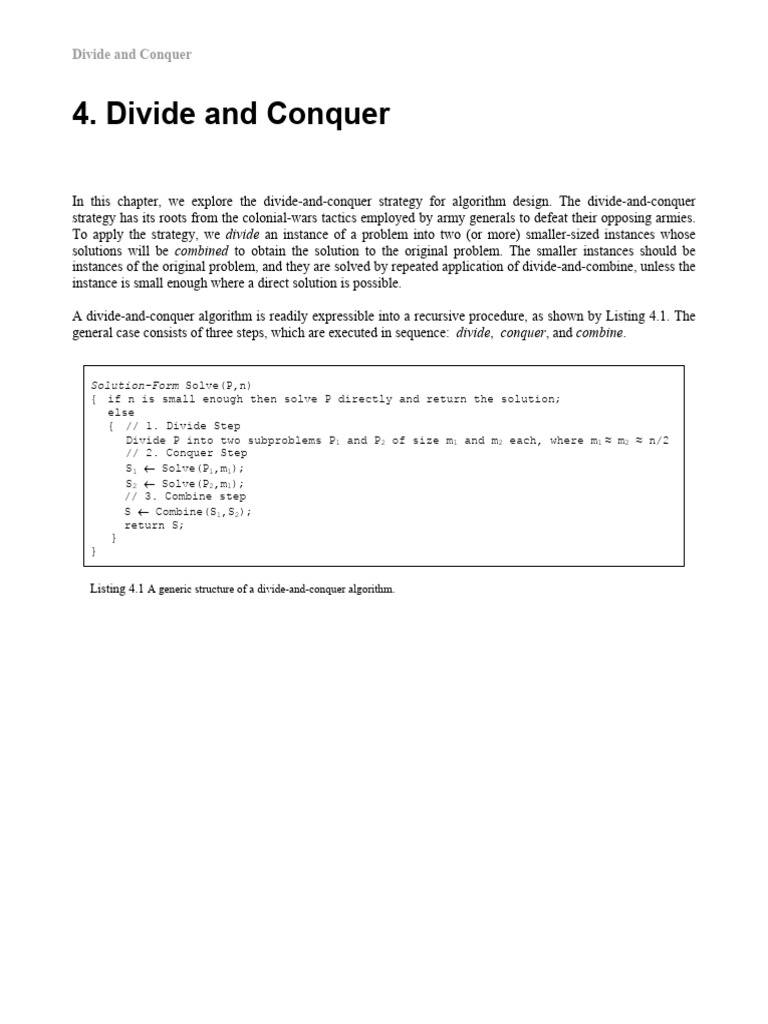 Divide and Conquer Algorithm Strategies | PDF | Recurrence Relation | Mathematical Analysis