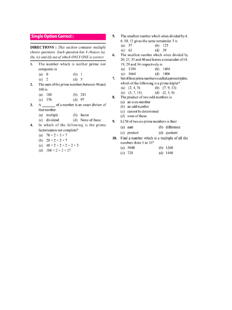 Math - Numbers - Worksheet 1 | PDF