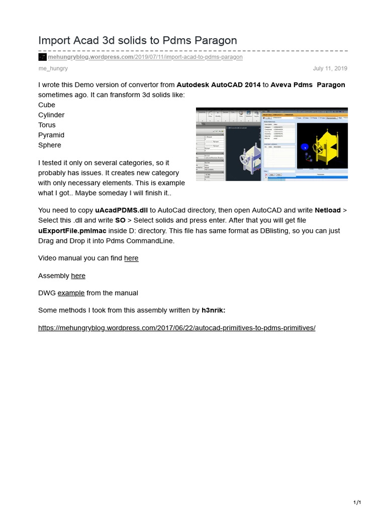 Import Acad 3d Solids To Pdms Paragon | PDF