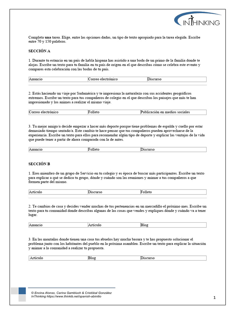 Mock Exam Spanish Ab Initio 2 | PDF | Crecimiento personal y ...