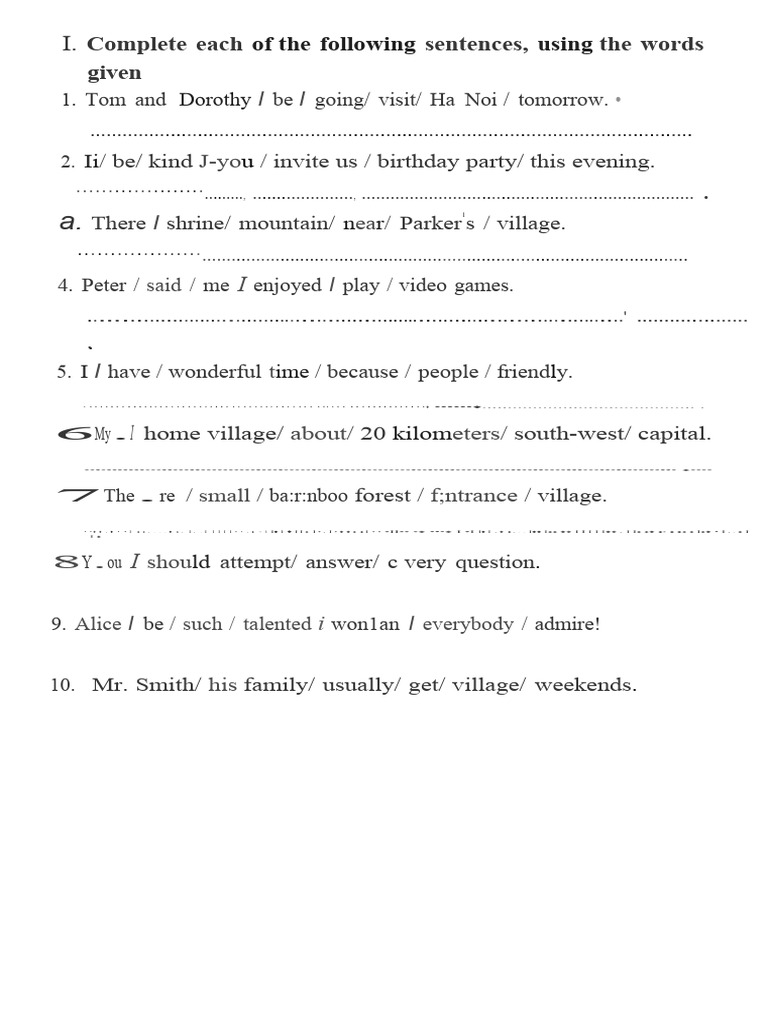 Building Sentence Exercises | PDF | Natural Sciences | Nature