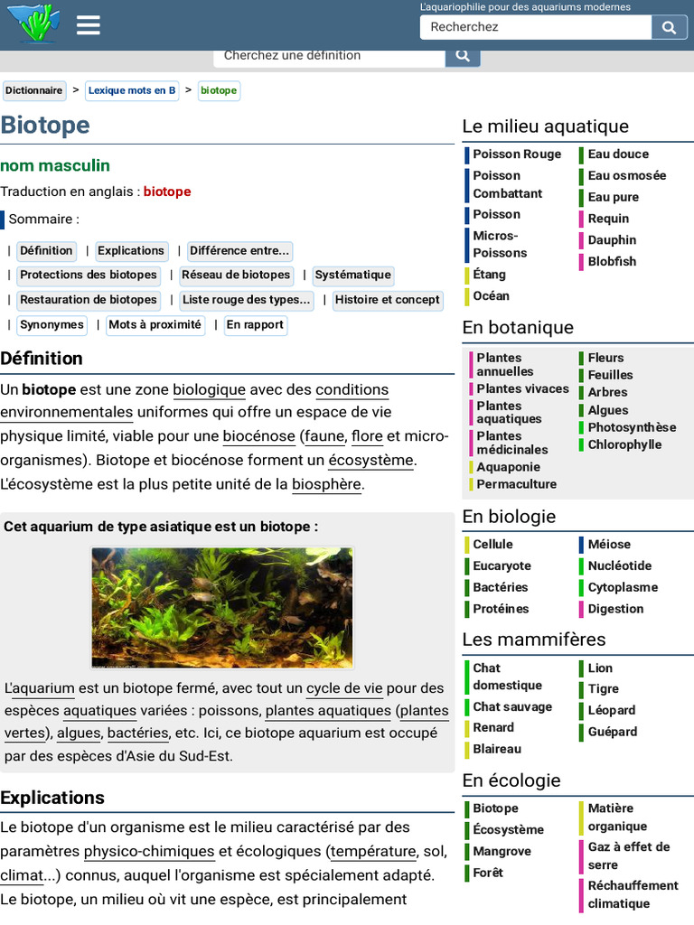 Biotope Définition Et Explications | PDF | Écologie | Habitat