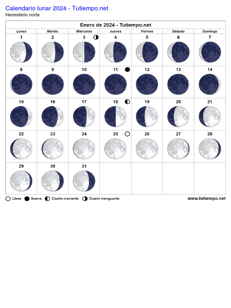 Calendario Lunar 2024 Hemisferio Norte | PDF