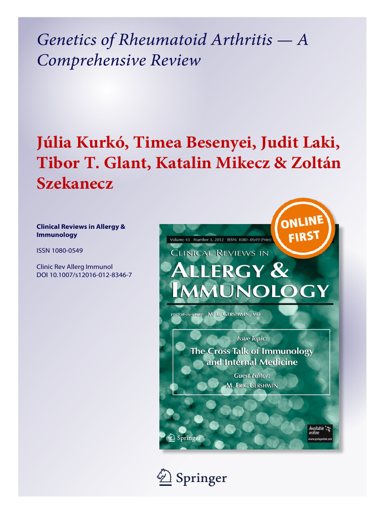 Kurkó RA Genetics-CRAI 2013 Reprint | PDF | Single Nucleotide ...