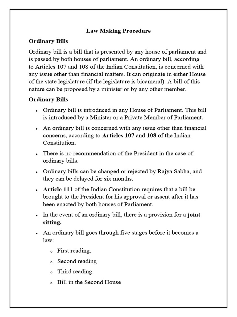 Law Making Procedure | Download Free PDF | Bill (Law) | Legal Documents