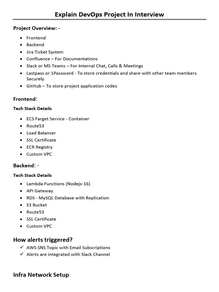 Explain DevOps Project in Interview | Download Free PDF | Software | Software Engineering