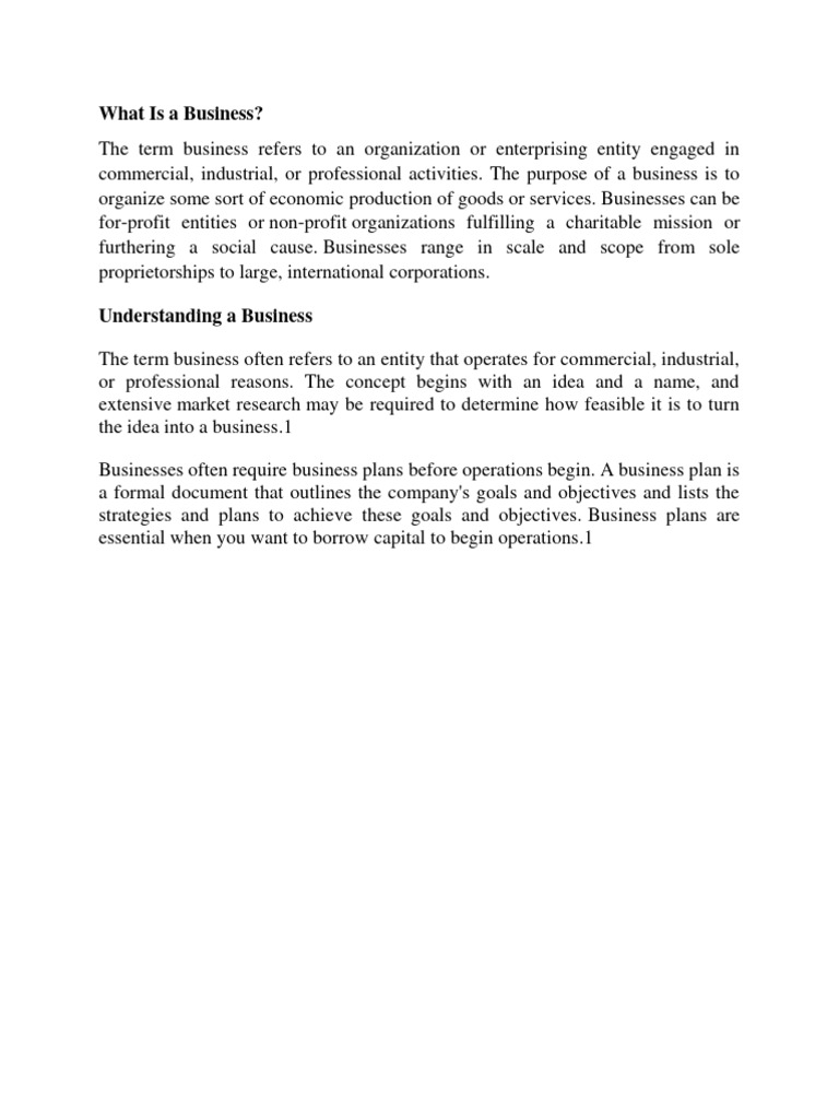 What Is a Business? Definition & Types | PDF | Career & Growth
