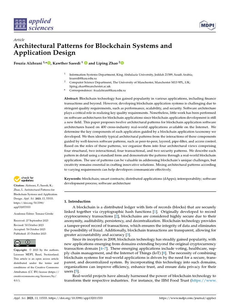Architectural Patterns For Blockchain Systems | PDF | Peer To Peer | Computer Network