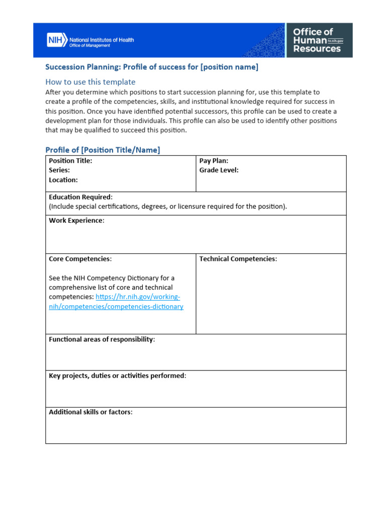 Succession Planning Profile Template | PDF | Career & Growth