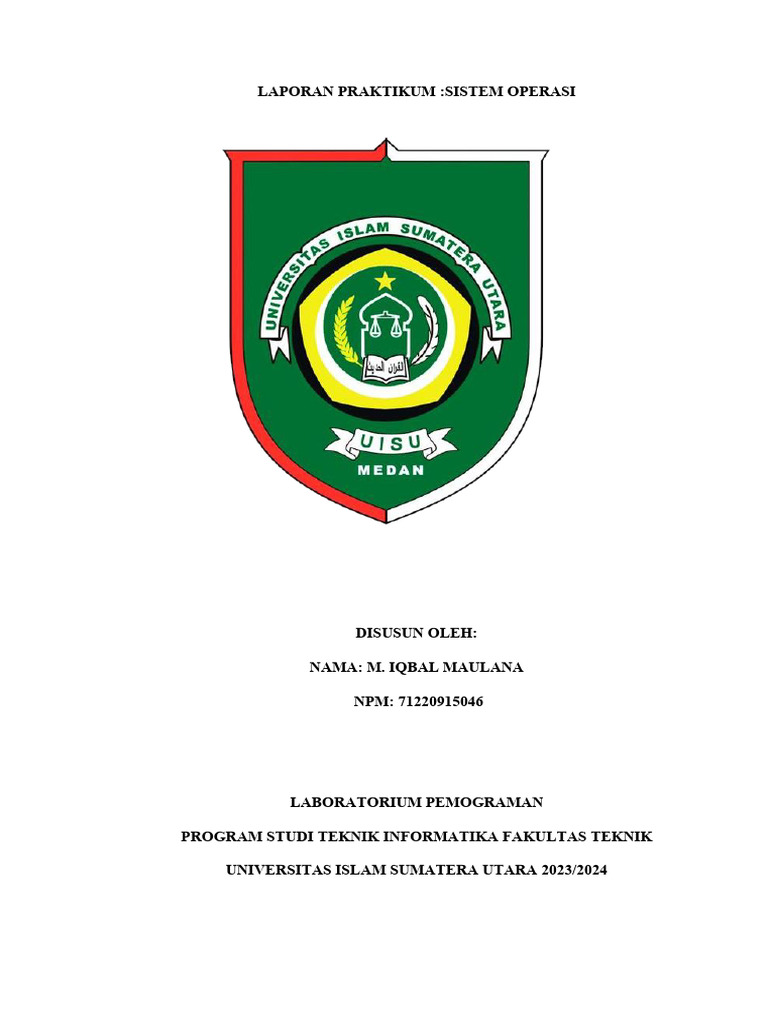 LAPORAN PRAKTIKUM Sistem Operasi | PDF LAPORAN PRAKTIKUM Sistem Operasi | PDF