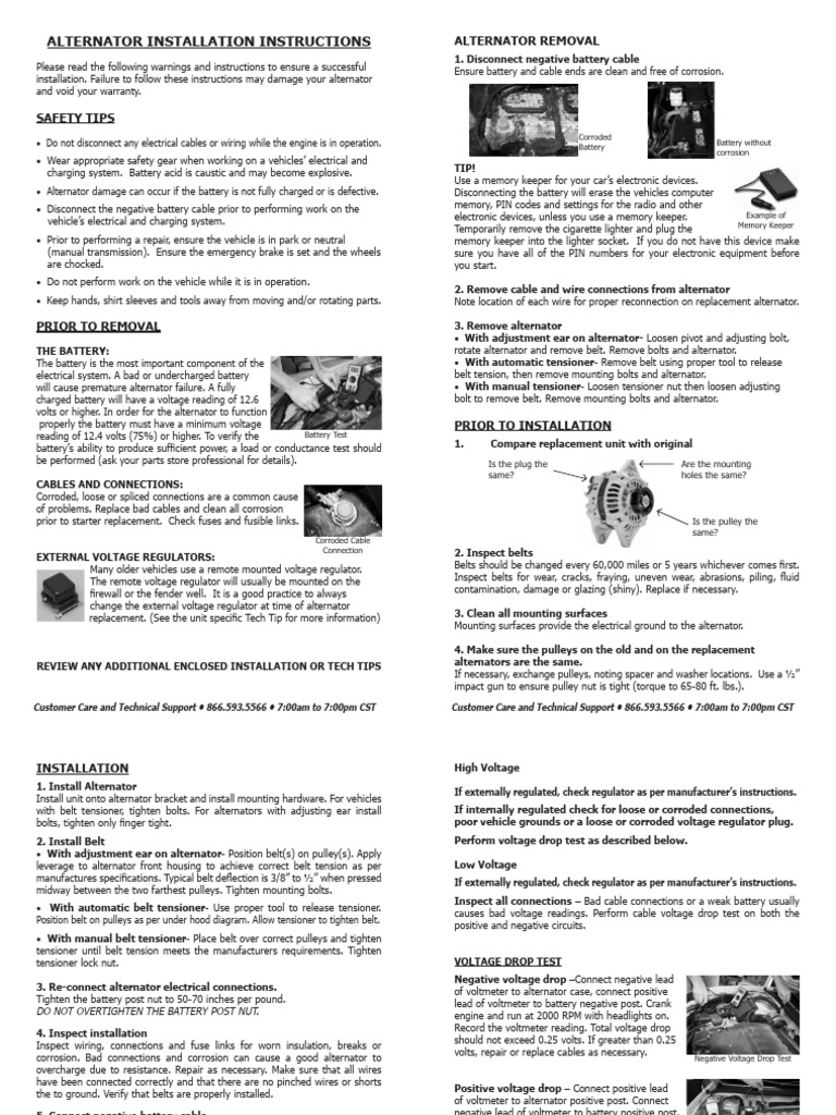 Alternator Instructions Pdf Voltage Electrical Connector