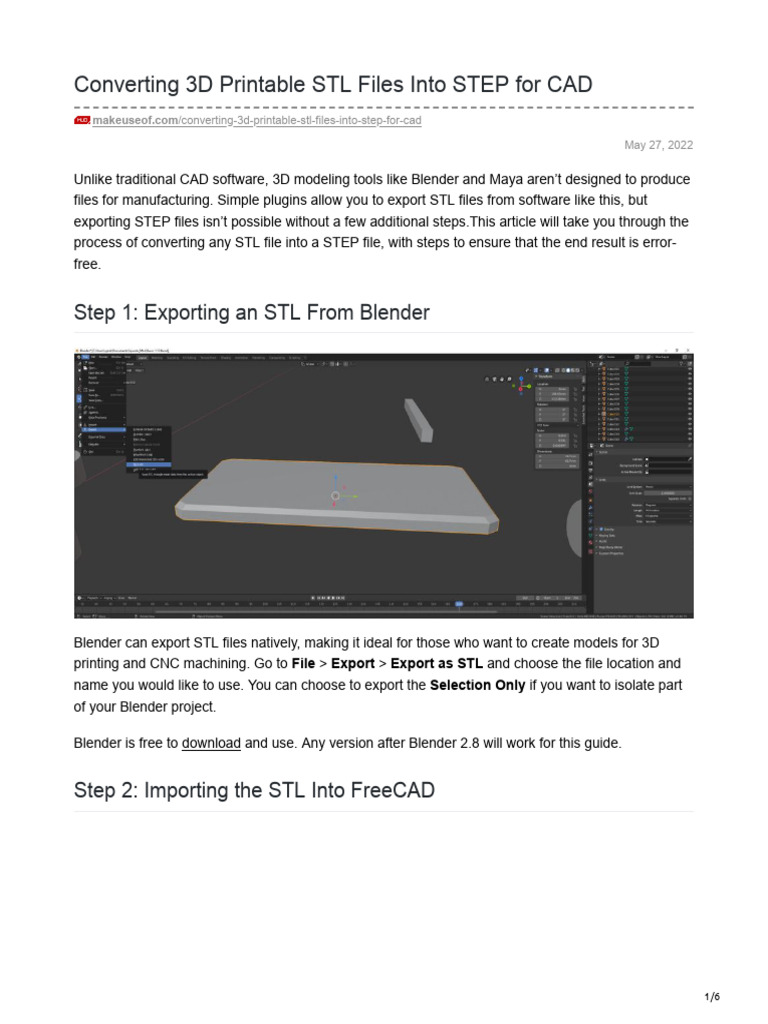 Converting 3D Printable STL Files Into STEP For CAD | PDF | 3 D Computer Graphics | 3 D Printing