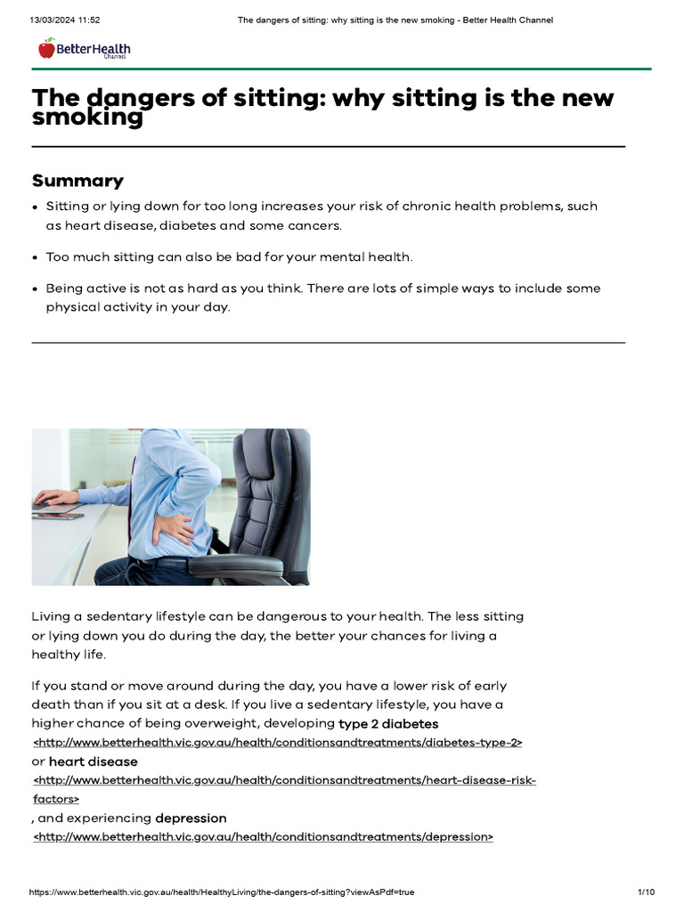 The Dangers of Sitting - Why Sitting Is The New Smoking - Better Health ...