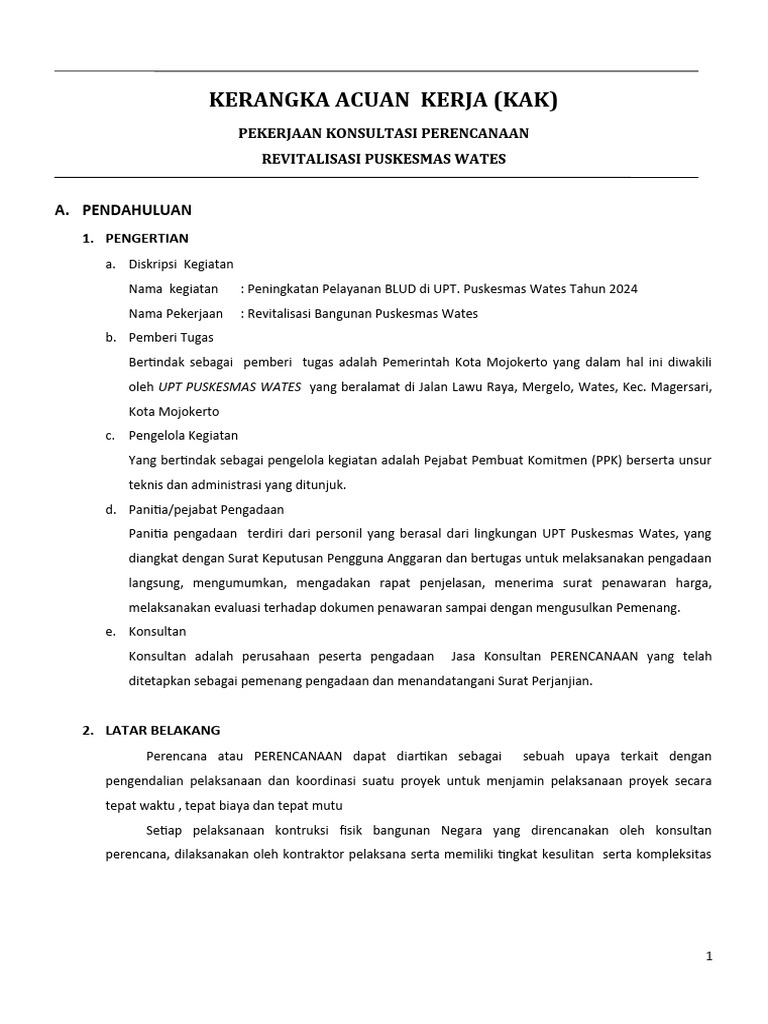 KAK Perencanaan Revitalisasi | PDF | Seni