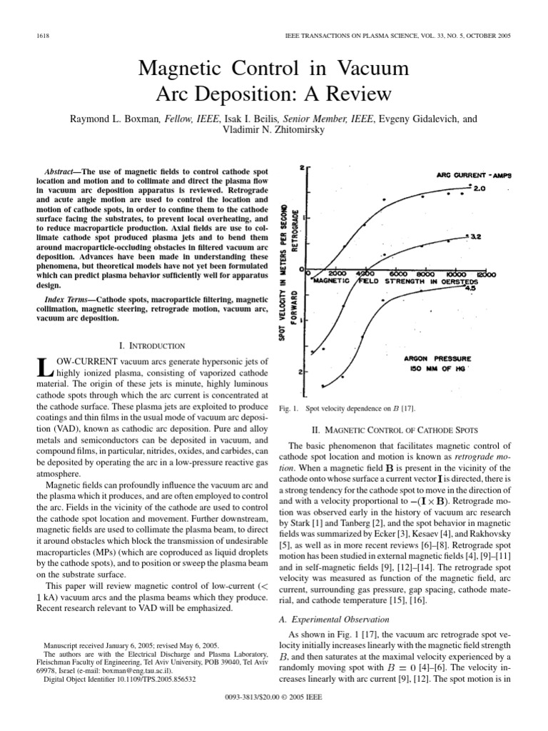 Magnetic Control in Vacuum Arc Deposition | PDF | Plasma (Physics ...