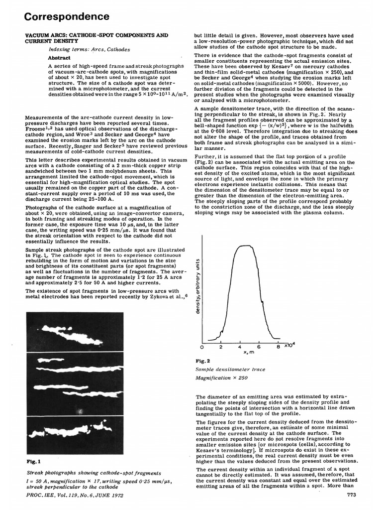 Cathode Spot Structure in Vacuum Arcs | PDF | Hysteresis | Electric Arc