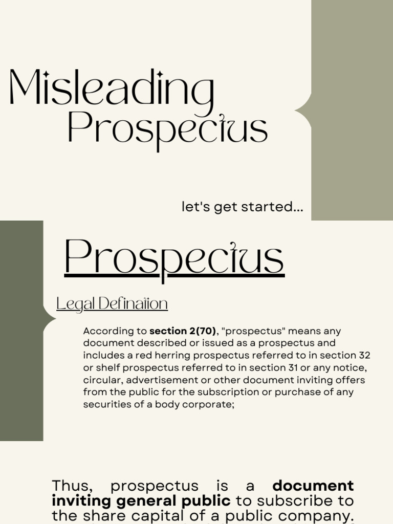 Presentation 1 - Misleading Prospectus | PDF | Misrepresentation ...