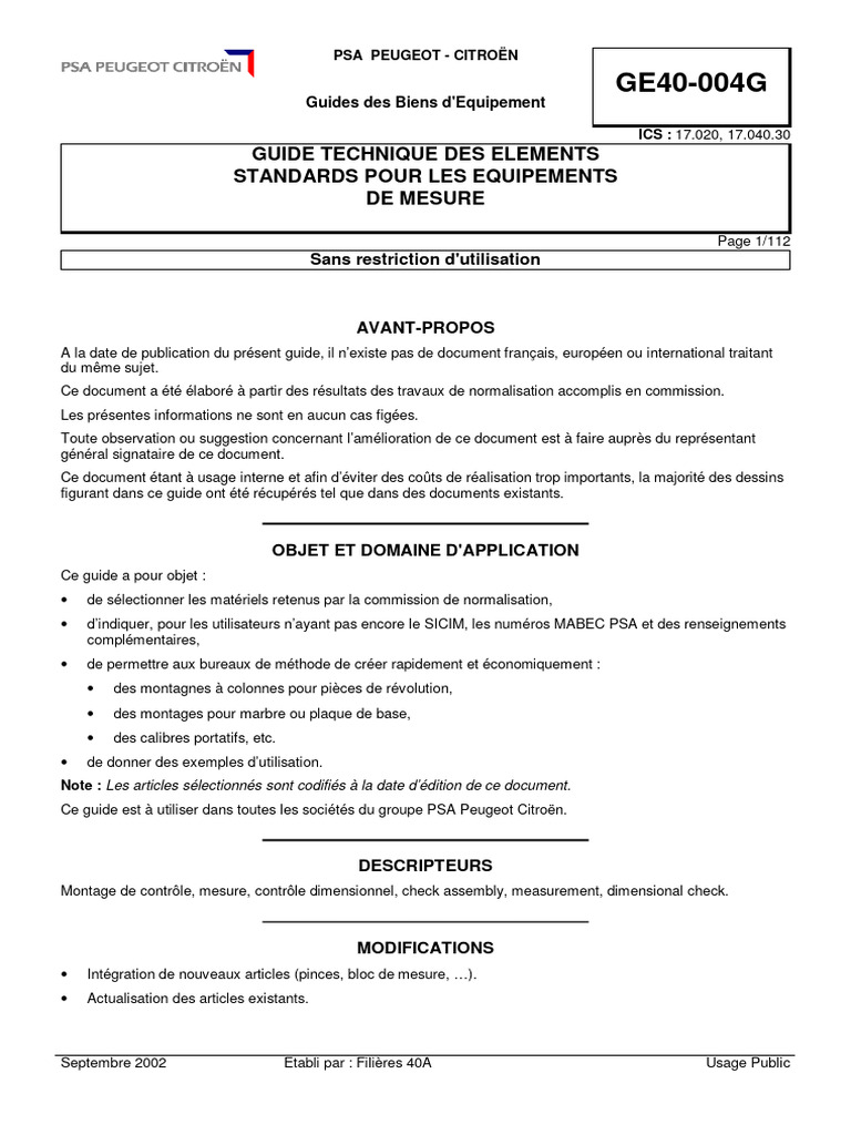 Éléments Standards pour Équipements de Mesure | PDF | Fabricants de ...