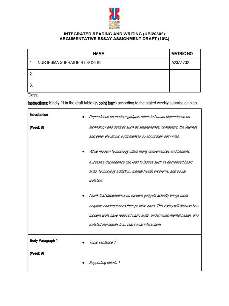 Argumentative Essay Drafting Template | PDF | Essays