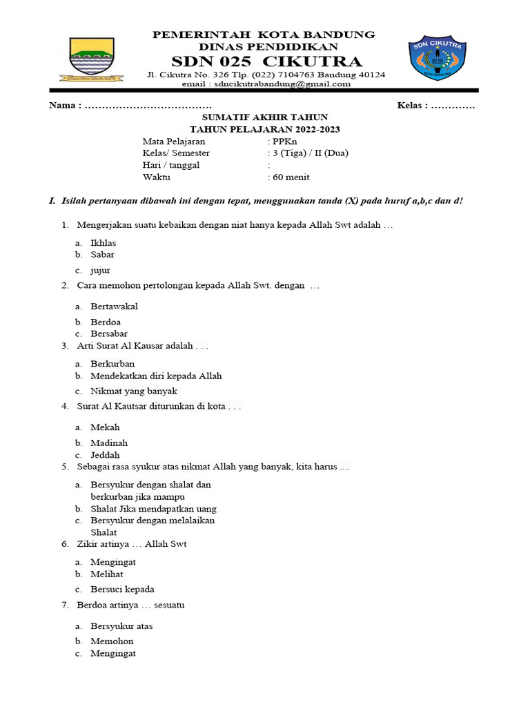 Soal Pai Kela 3 Ramdani | PDF