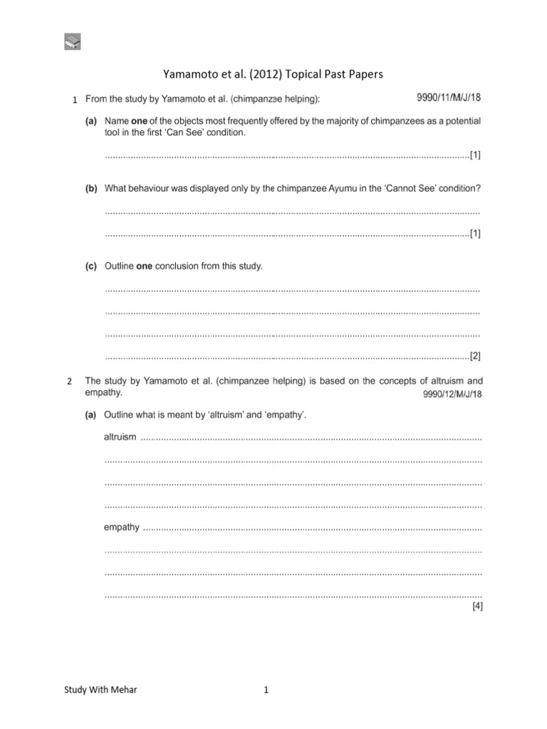 Yamamoto Et Al. (2012) Topical Past Papers | PDF