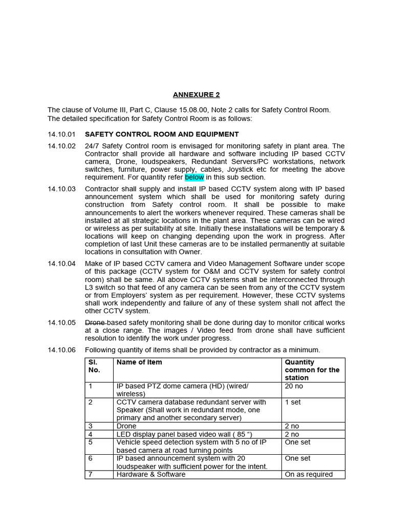 AMMENDMENT 2 Safety Control Room | PDF | Closed Circuit Television ...