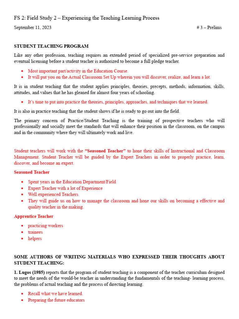 2 - Student Teaching Program | PDF | Educational Assessment | Teachers
