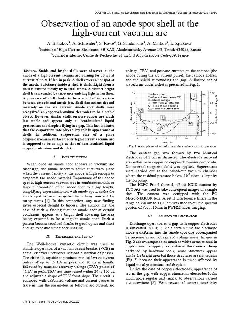 Observation of An Anode Spot Shell at The High-Current Vacuum Arc | PDF ...