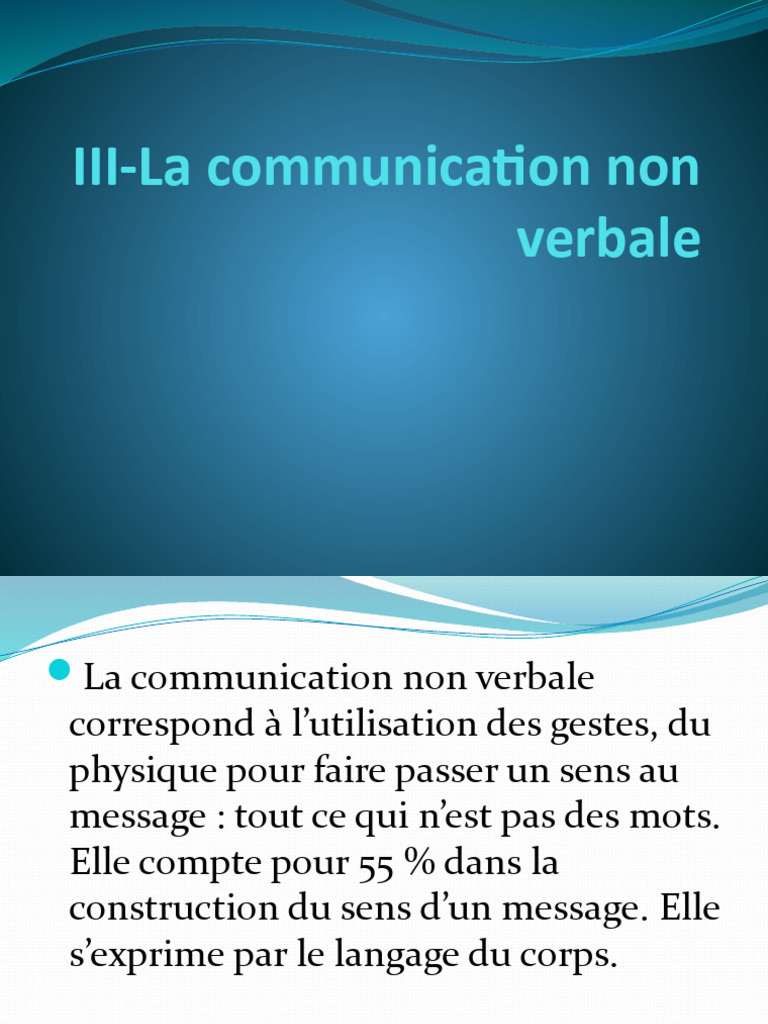 La Communication Non Verbale | PDF | Communication non verbale | la communication