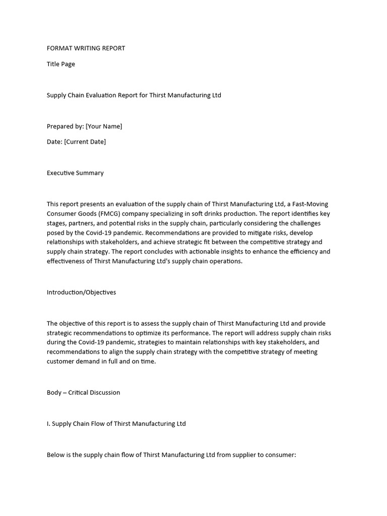 Format Writing Report Draft | Download Free PDF | Supply Chain | Strategic Management