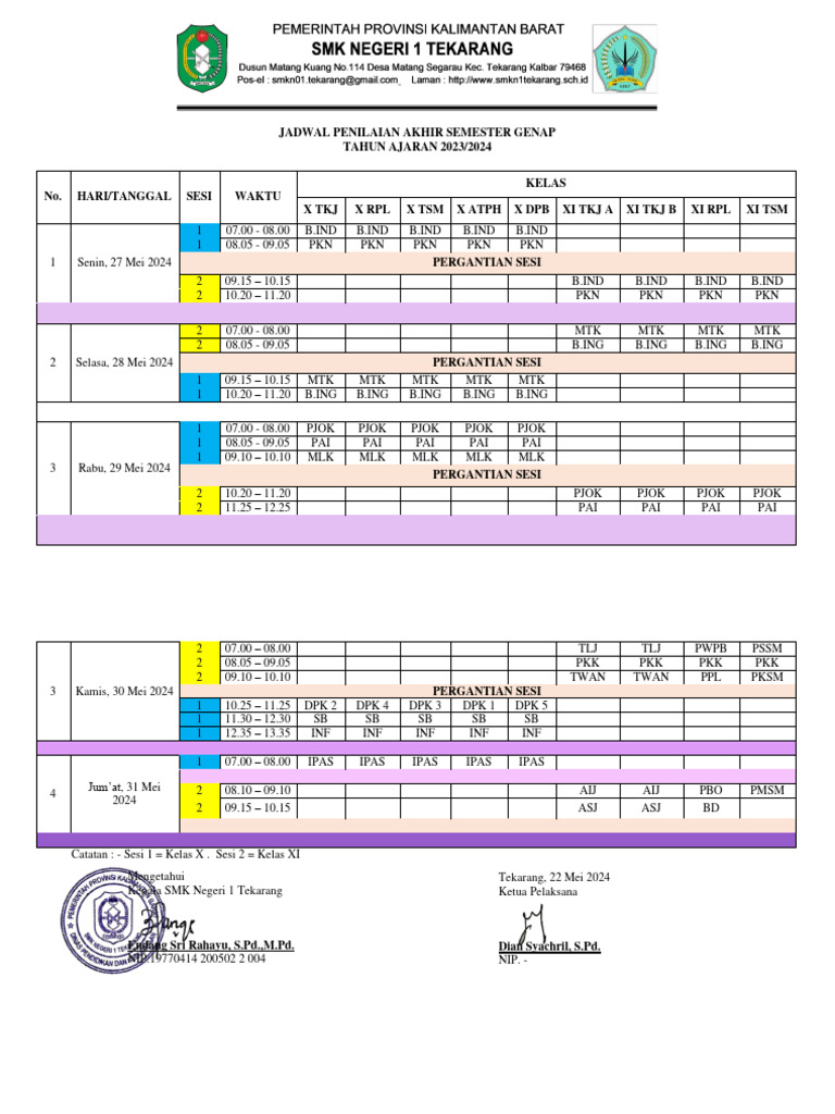 Rev-Jadwal Pas Genap TP 2023-2024 | PDF