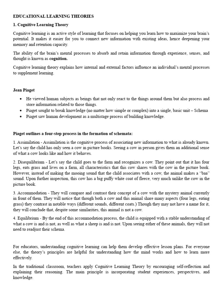 Educational Learning Theories | Download Free PDF | Constructivism ...